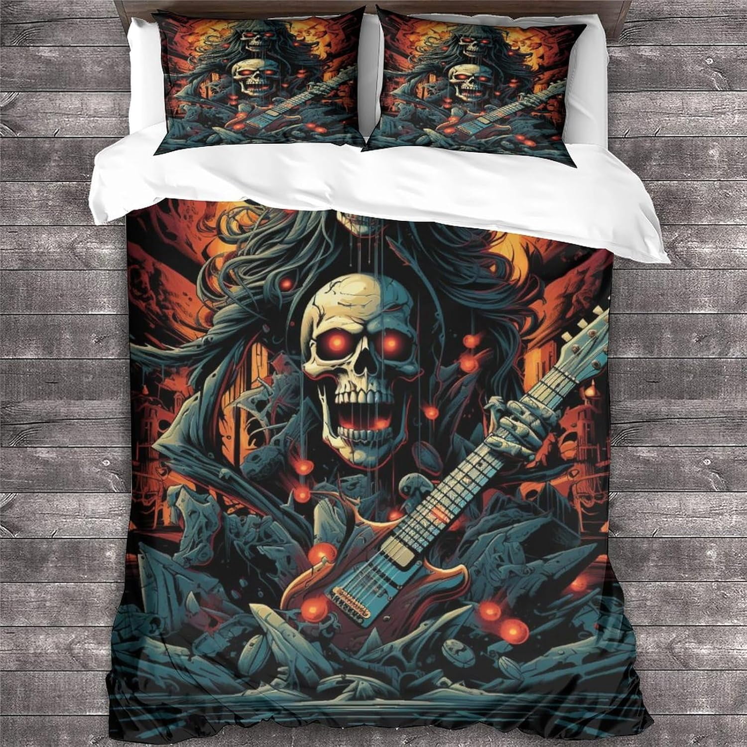 Rock 'n' Roll Bedding for Girls Boys Heavy Metal Guitar Pattern Quilt ...