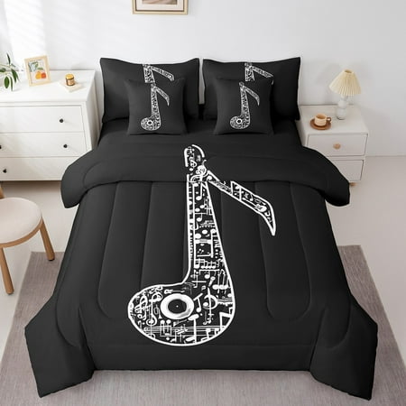 Abstract Musical Notes Bed in a Bag King Size Comforter Set 7 Pieces ...
