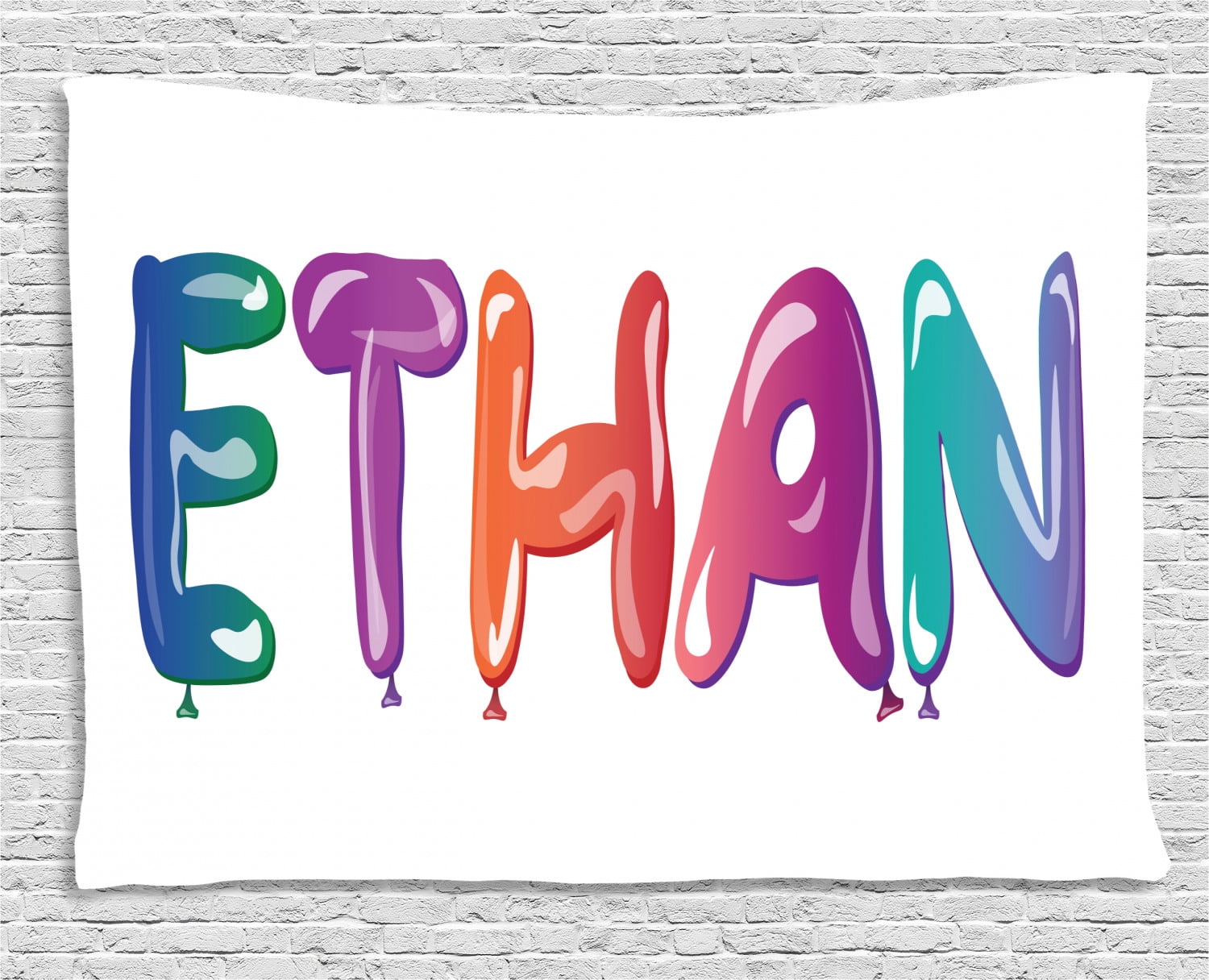 Ethan Tapestry, Colorful Letters in the Shape of Balloons Happy ...