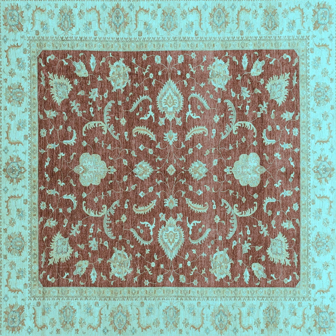 Ahgly Company Indoor Square Oriental Light Blue Traditional Area Rugs ...