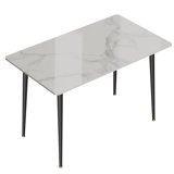 WisFor Unique Rectangle Room Dining Table, Sintered Stone Kitchen Table ...