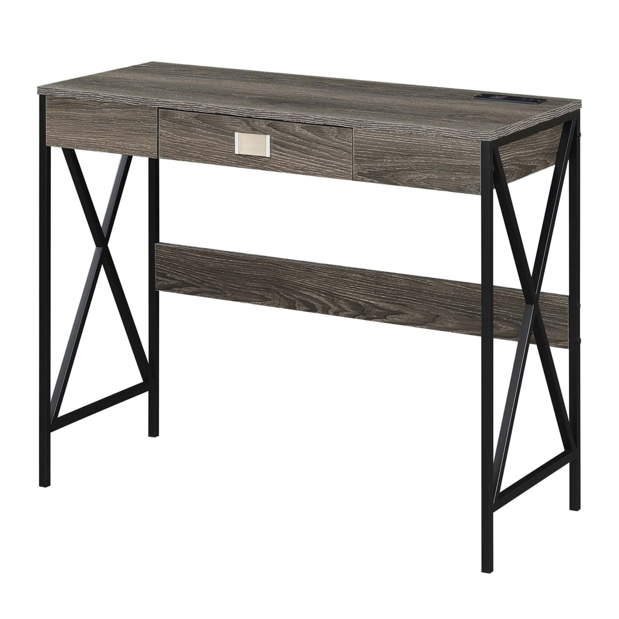 Tucson 36 inch Desk with Charging Station, Gray, Black - Walmart.com