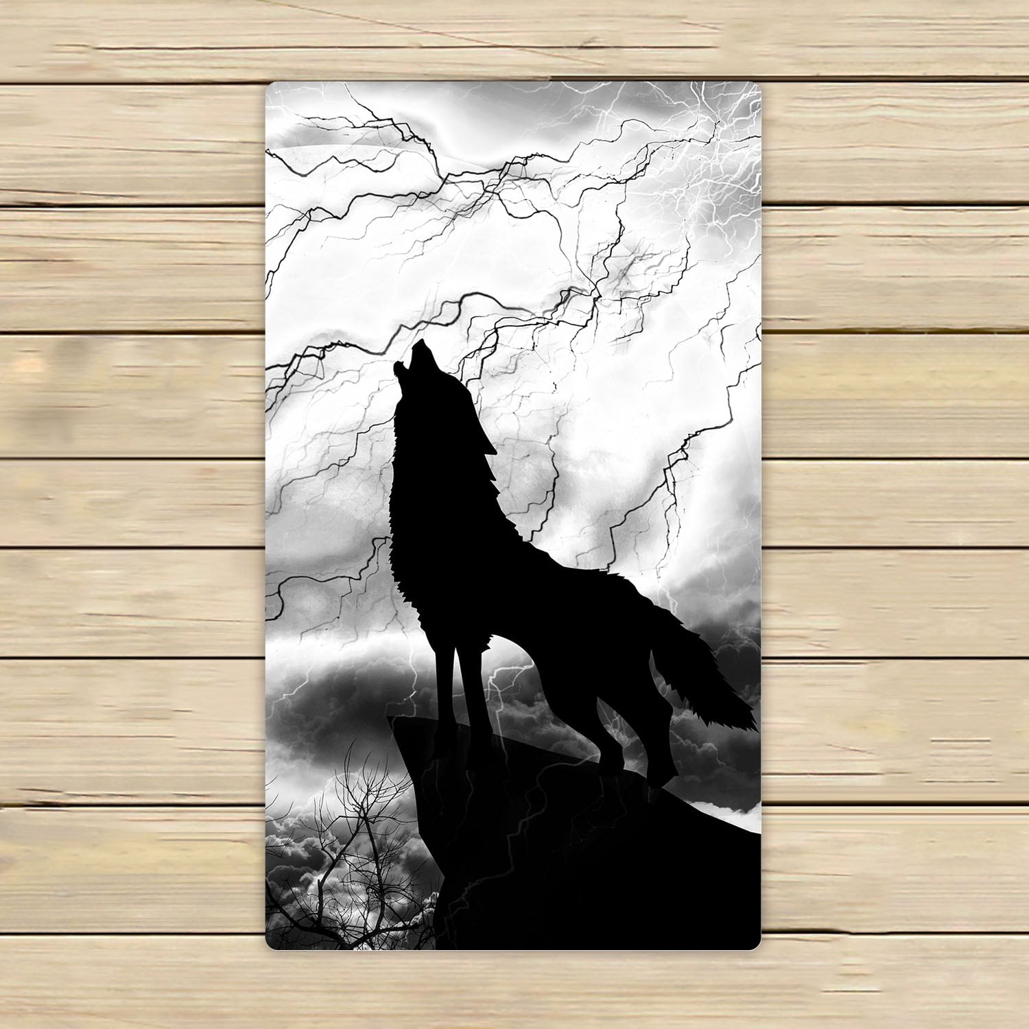 YKCG Black and White Gray Wildlife Animal Howling Wolf Hand Towel Beach ...