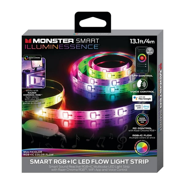 Monster LED 13.1ft Smart Sound Reactive Multi-Color Color Flow Effect ...