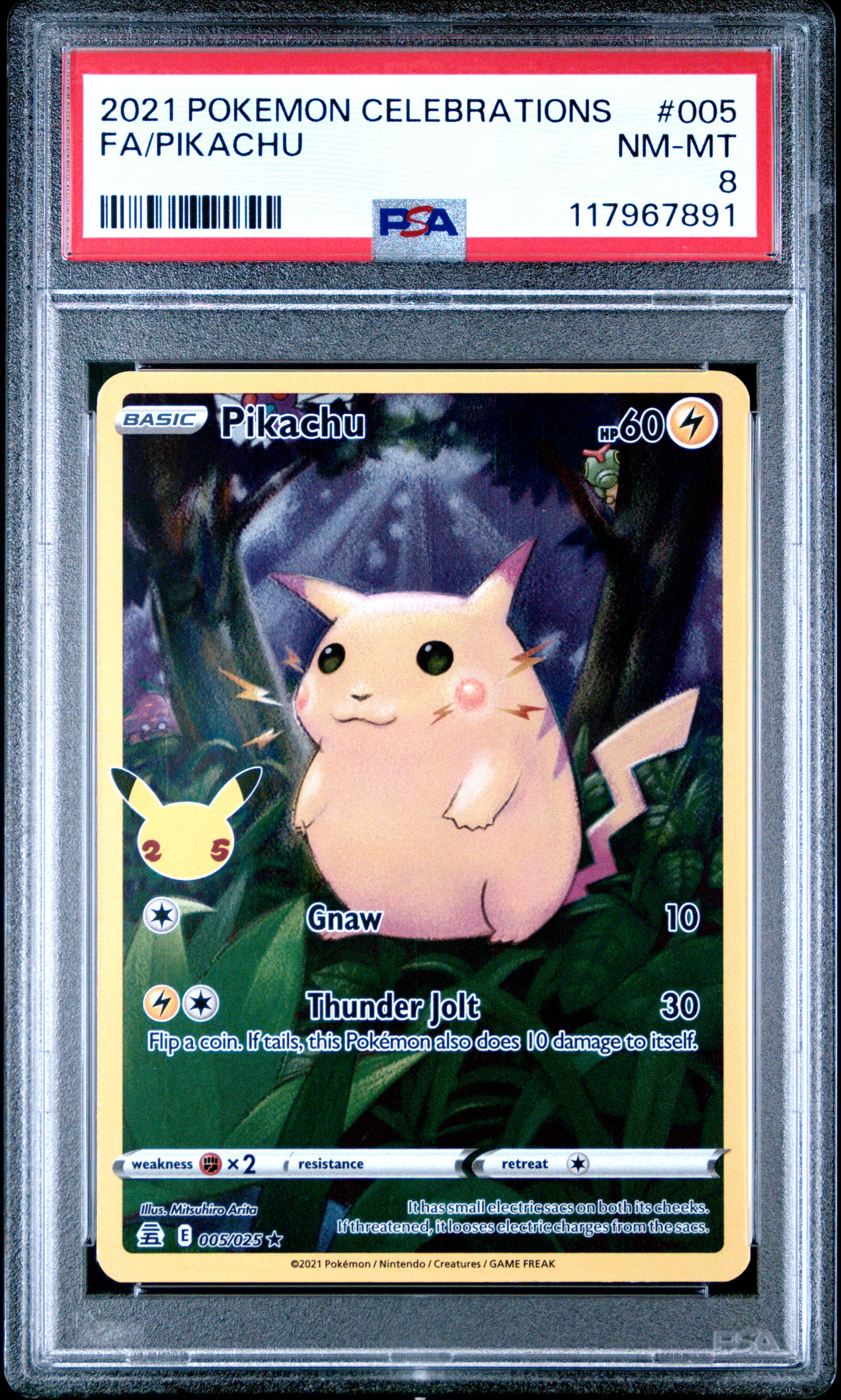 Pokemon TCG, PSA Graded 8 NM MT, Fa/Pikachu #005, Celebrations, Fully ...