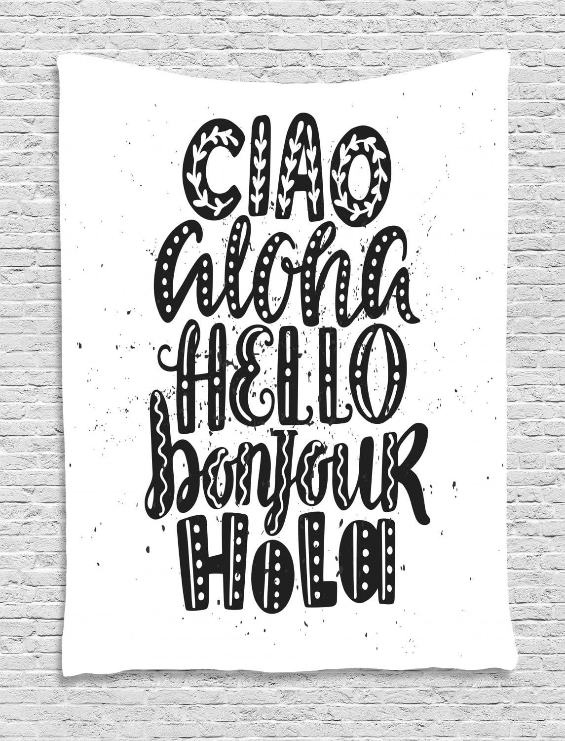 Aloha Tapestry, Ciao Aloha Bonjour Hola Hello in Various Languages Wavy ...