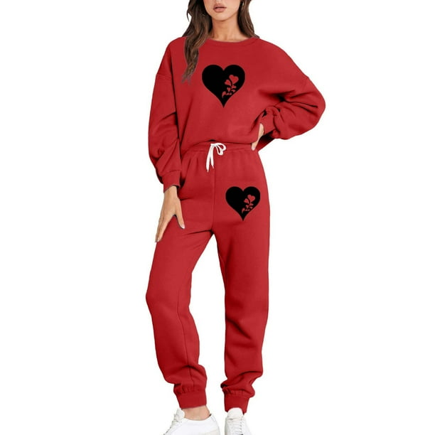 zanvin 2 Piece Women Valentine's Day Sweatshirts and Pants Tracksuit ...