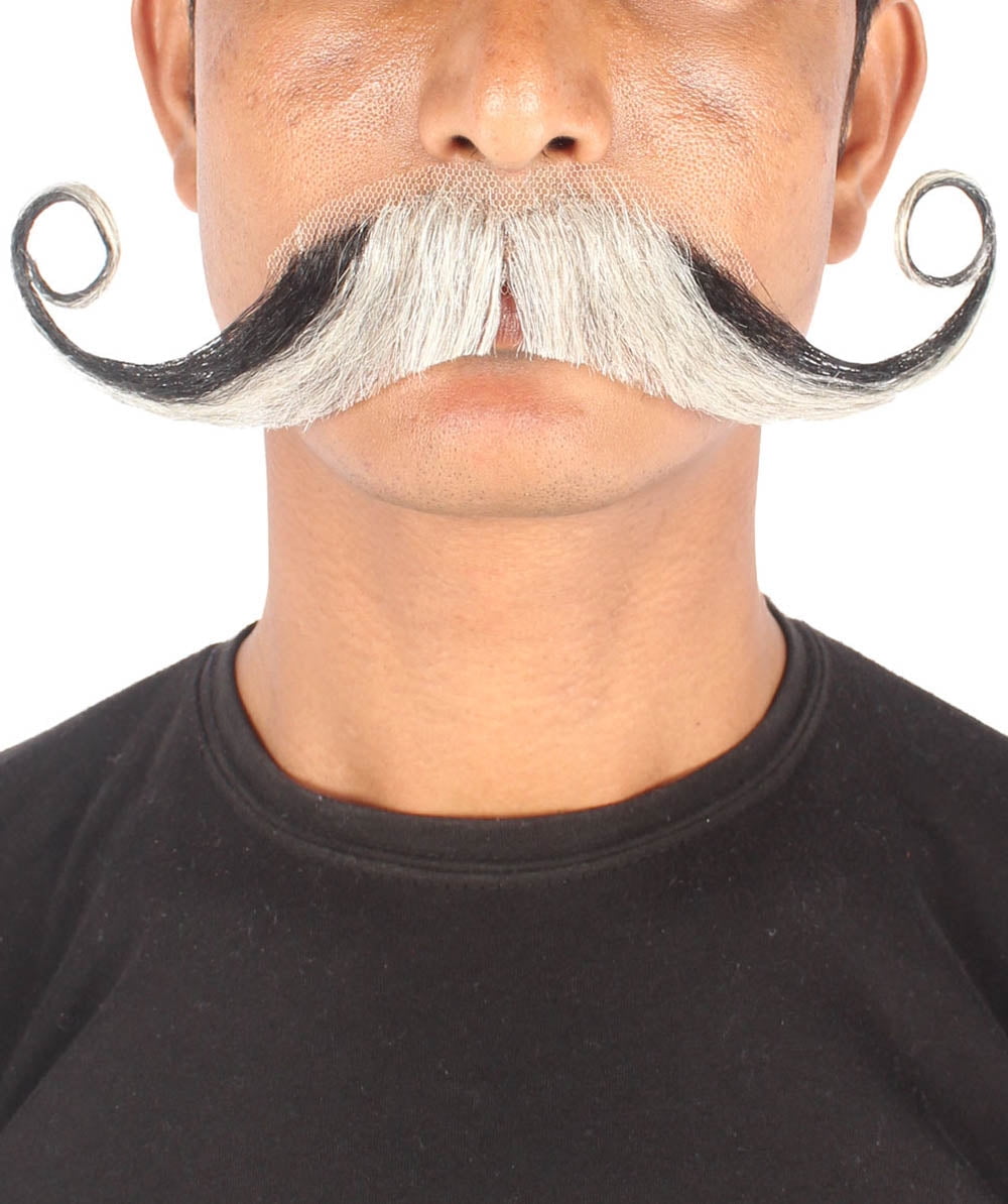 Men's Captain Hook Mustache | Human Hair Curly Multiple Color Facial ...