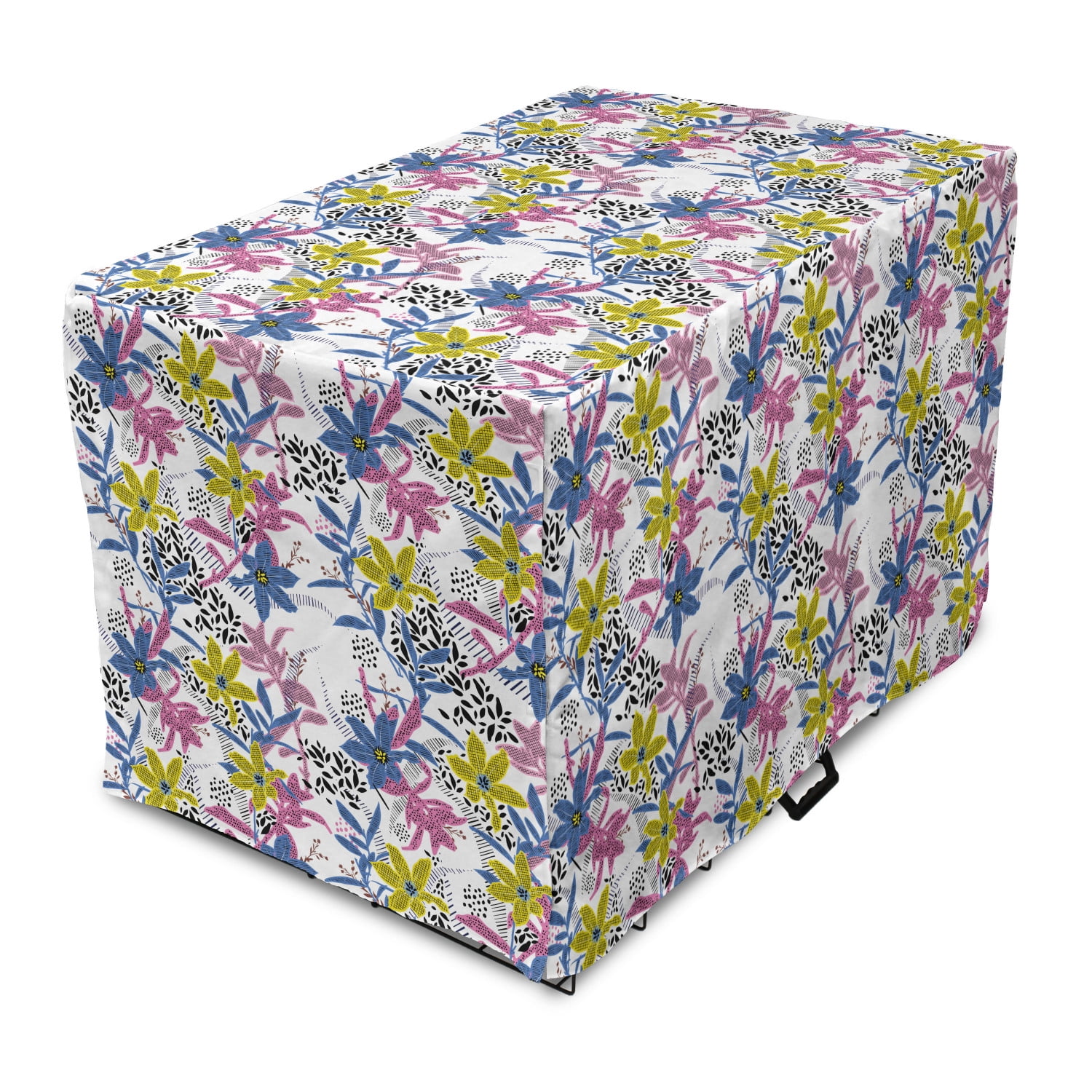 Botany Dog Crate Cover, Pastel Daffodils in Modern Geometric Style ...
