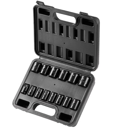 KFFKFF 18-Piece 3/8" Drive Impact Socket Set - Metric Sizes 8-22mm ...
