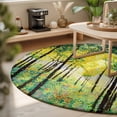 Birch Tree 4FT Round Area Rugs Spring Summer Art Forest Yellow Green ...