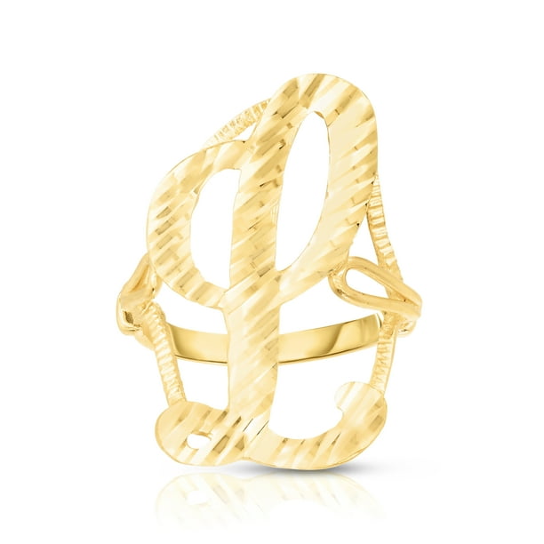 Floreo 10k Yellow Gold Personalized Letter Extra Large Cursive Initial ...