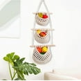 3 Tier Hanging Fruit Basket & Door Storage Box, Hand Woven Jute Wall ...