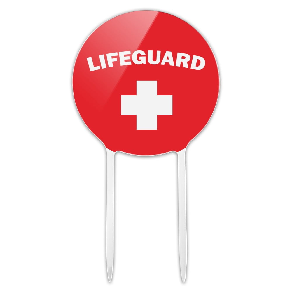Acrylic Lifeguard Red and White Cake Topper Party Decoration for ...