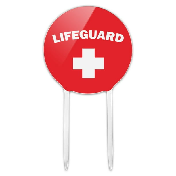Acrylic Lifeguard Red and White Cake Topper Party Decoration for ...