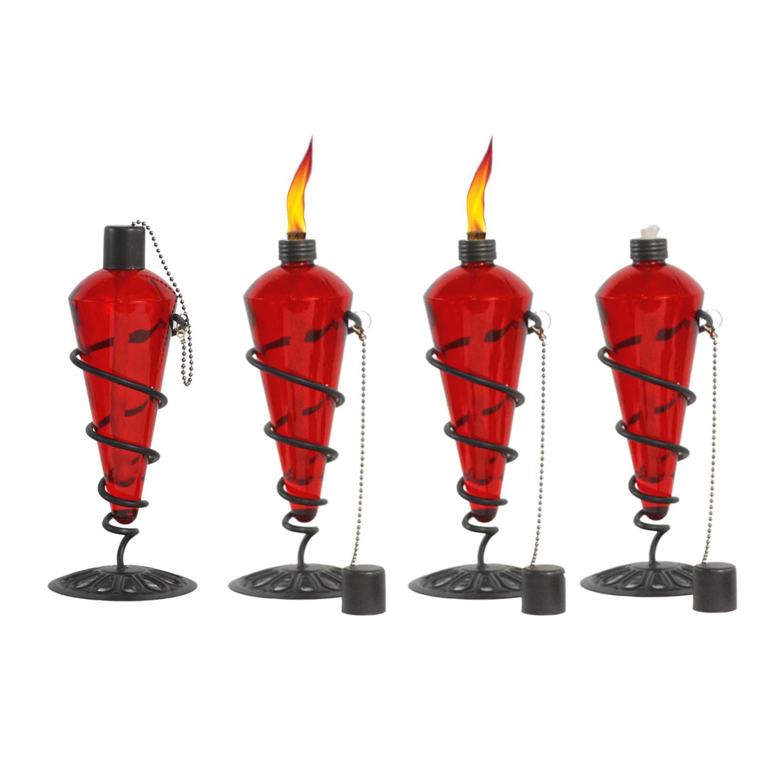 Westcharm 4 Pack 11 Inch Glass Tabletop Torch Light with Swirling Metal ...