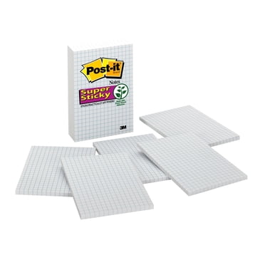 Post-it Super Sticky Notes, 3" x 3, White, 90 Sheets/Pad, 5 Pads ...