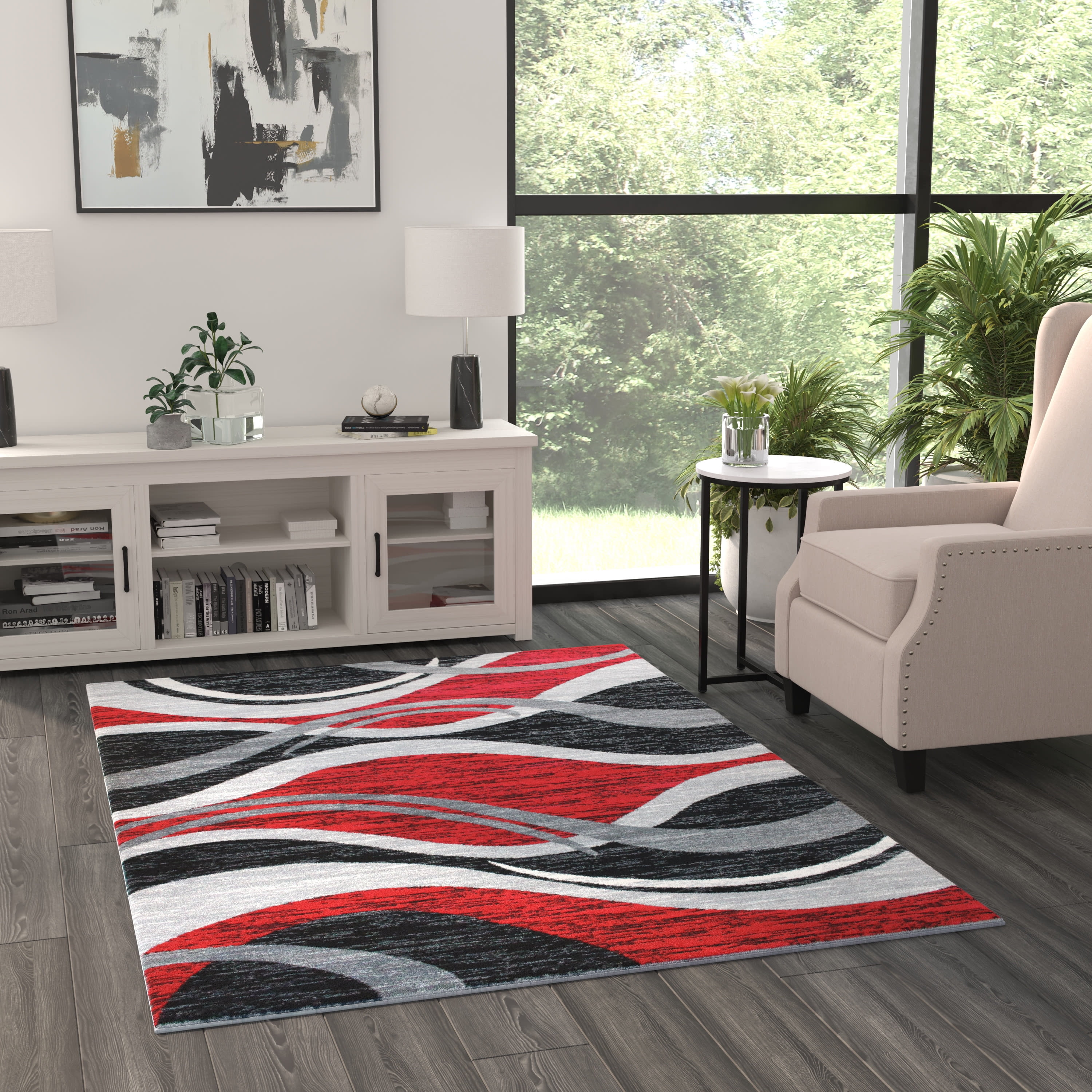 Masada Rugs Area Rug Modern Contemporary Design 1109 Red Grey White ...