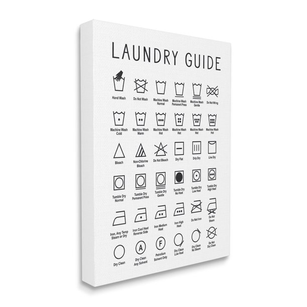 Stupell Industries Minimal Laundry Guide Cleaning Chart Helpful Symbols,24 x 30,Designed by ...