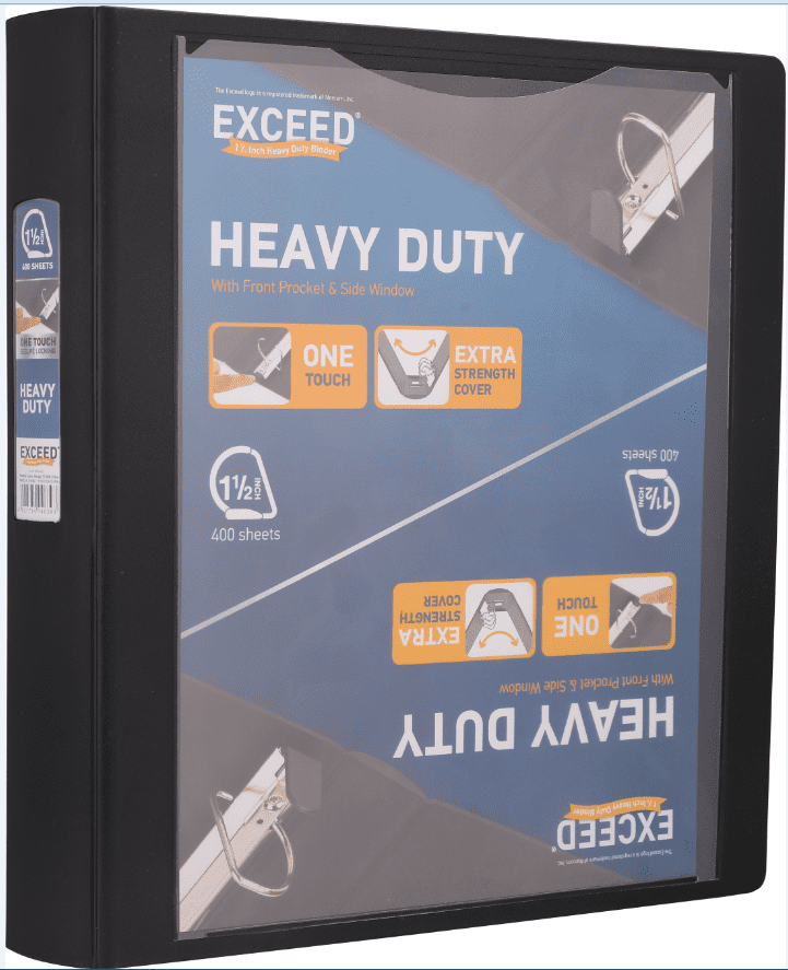 Exceed 3-Ring Heavy Duty Binder, 1.5” Black, Slant Ring - Walmart.com ...