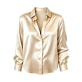 ATOYSOY Satin Striped Button Down Shirts Point Collar Long Sleeve ...