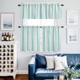 Abstract Teal Stripes Kitchen Curtains Set for Windows, Rustic Green ...
