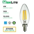 MaxLite Candelabra LED Filament Bulbs, 40W Equivalent, Dimmable, 2700K ...