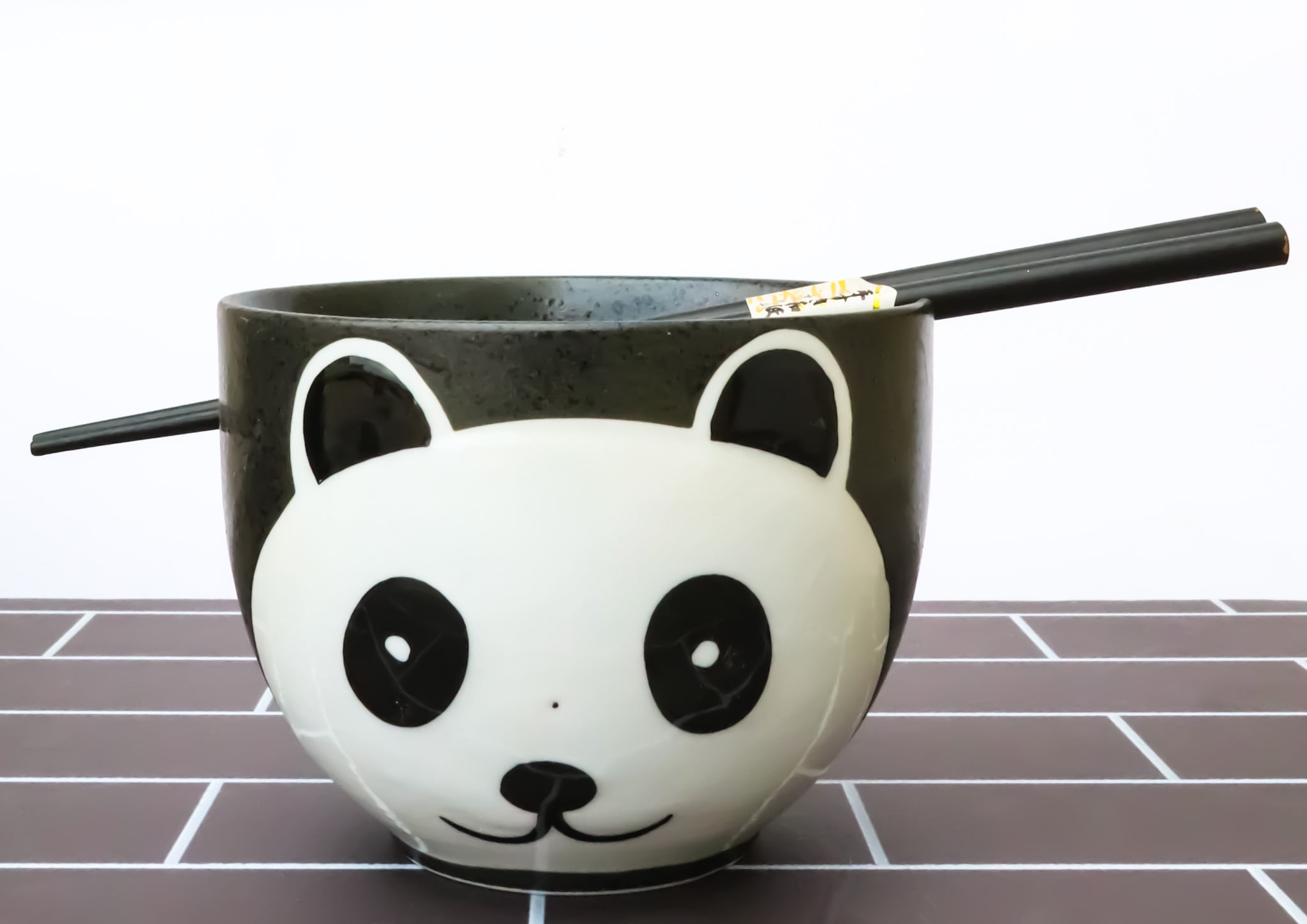 Whimsical Ceramic Black Giant Panda Bear Ramen Noodle Bowl With ...