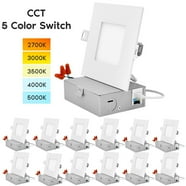 Luxrite 4 Inch Square LED Recessed Lighting, 12W, 5CCT Color Selectable ...