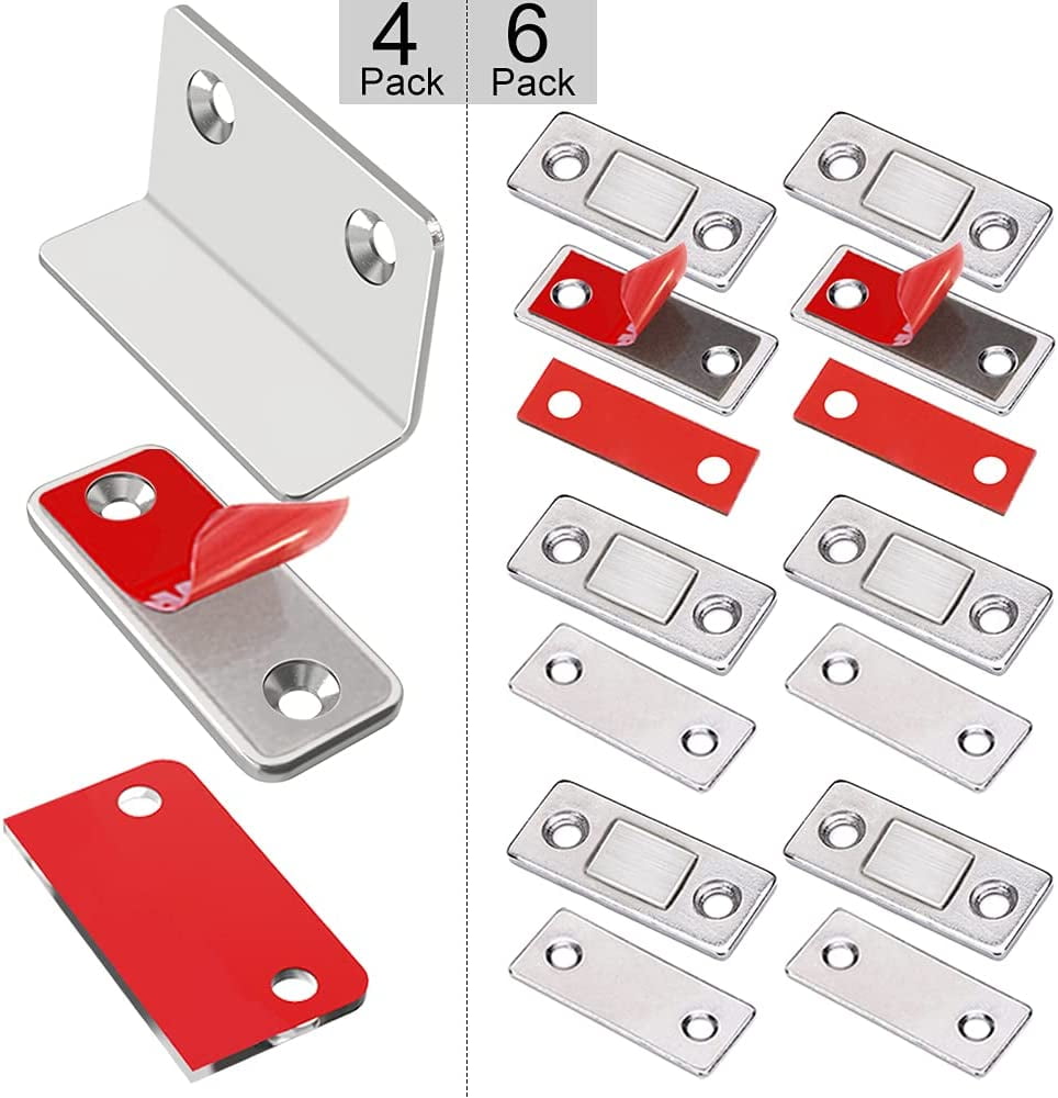 4 Pack L-Shaped Cabinet Magnetic Catch + 6 Pack Ultra Thin Magnet ...