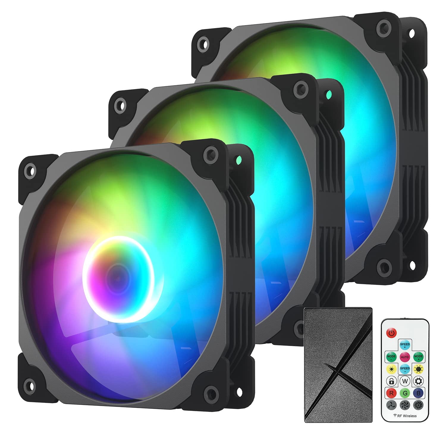 Vetroo 3 Pack 120mm ARGB & PWM Case Fans with Controller High Airflow ...