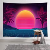 Retro 80s Neon Tapestry Wall Decor, Futuristic Decor Wall Tapestry ...