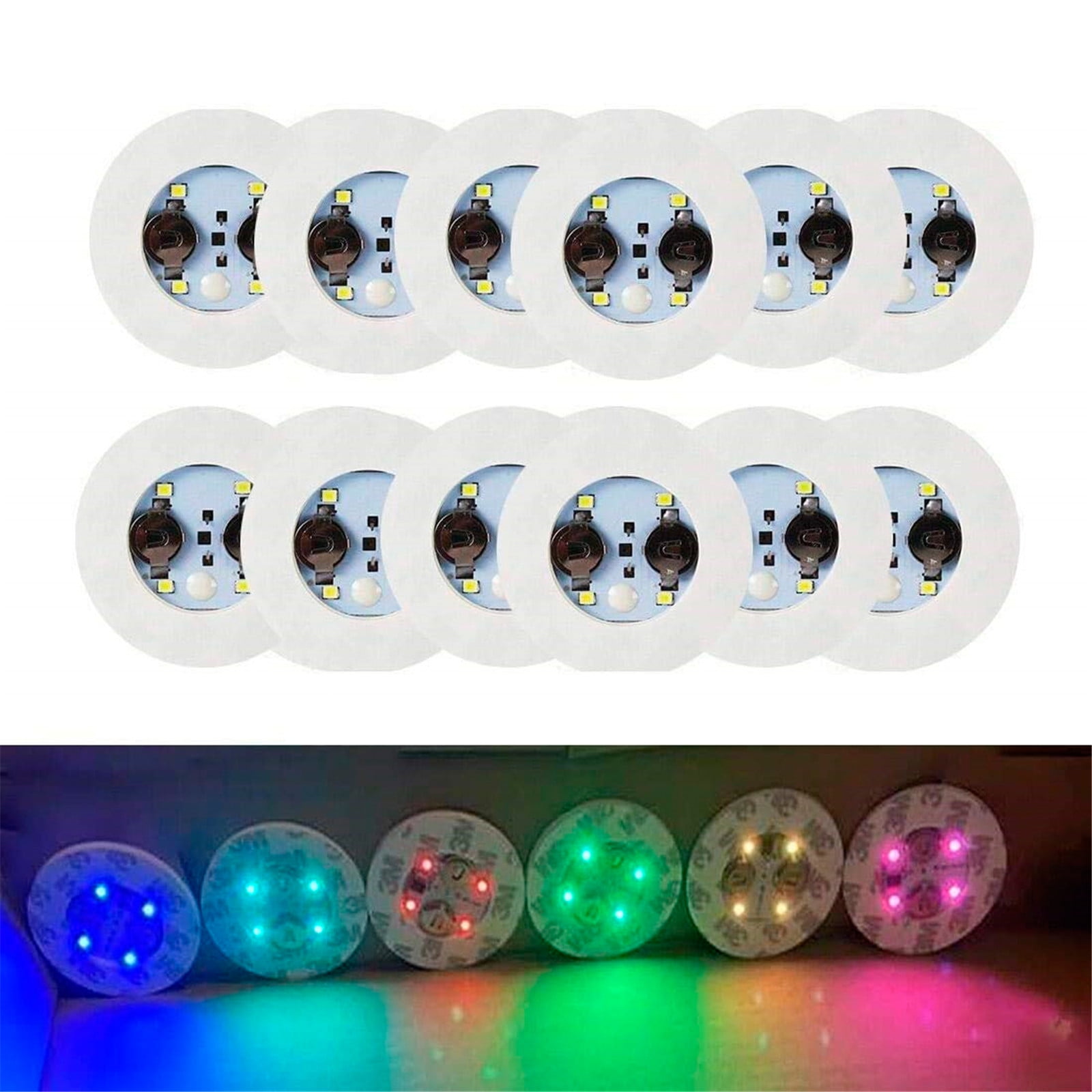 12 Pack LED Coaster Light Up Coasters 7Colors RGB LED Bottle Lights ...