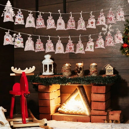 DIY Christmas Advent Calendar Hanging Bag 24 Days Burlap Hanging Advent ...