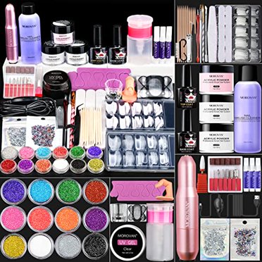 Morovan Acrylic Nail Kit with Drill 42 Colors Glitter Acrylic Powder ...