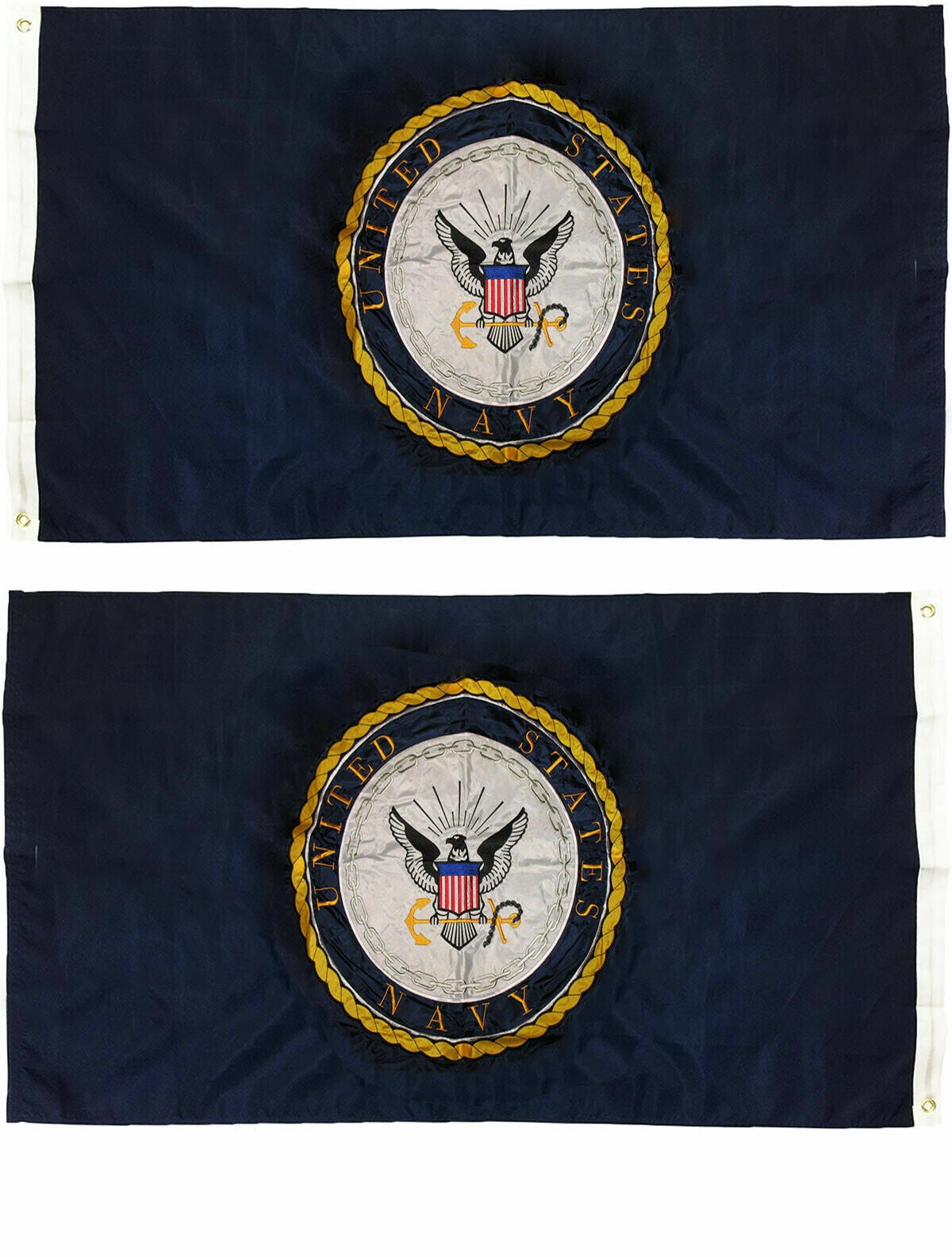 12x18 Embroidered Sewn US NAVY EMBELM DOUBLE SIDED Nylon Flag Grommets ...