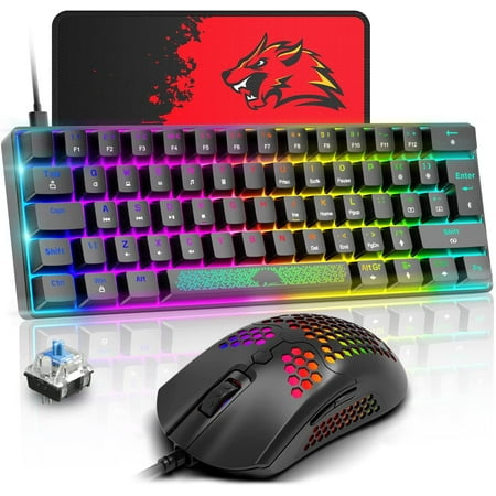 GK61 Pro Mechanical Gaming Keyboard and Model Mouse Combo,Wired 18 Chroma RGB Backlit 62key Anti ...
