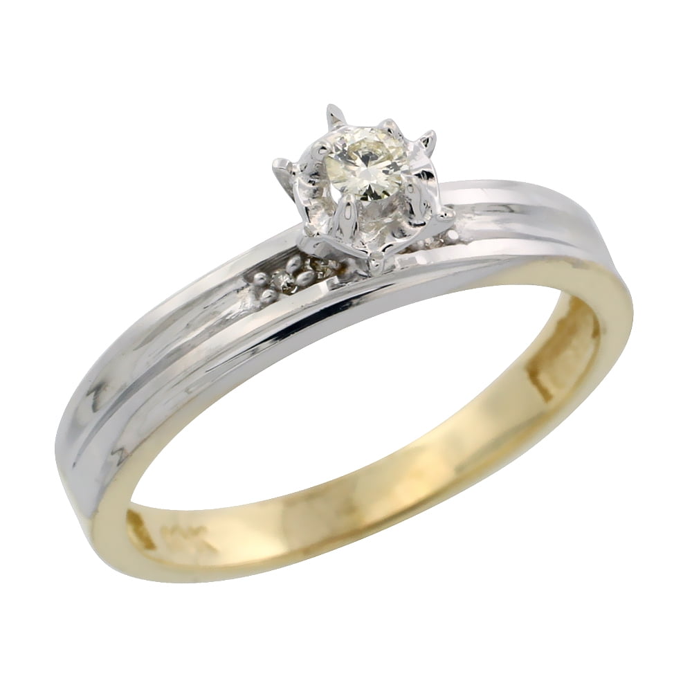 10k Yellow Gold Diamond Engagement Ring Women 1/8 inch wide Size 8.5 ...
