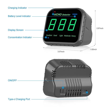 Smart HCHO Formaldehyde Air Quality Monitor Air Quality Detector with ...