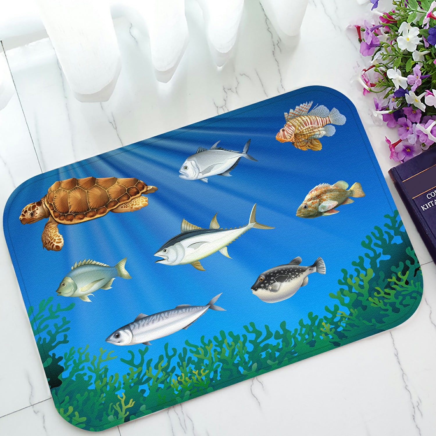 ABPHQTO Fish And Sea Turtle Under The Sea Doormat Entrance Rug Area Rug ...