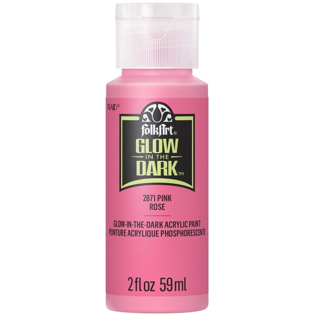 FolkArt Glow-in-the-Dark Acrylic Craft Paint, Matte Finish, Pink, 2 fl ...