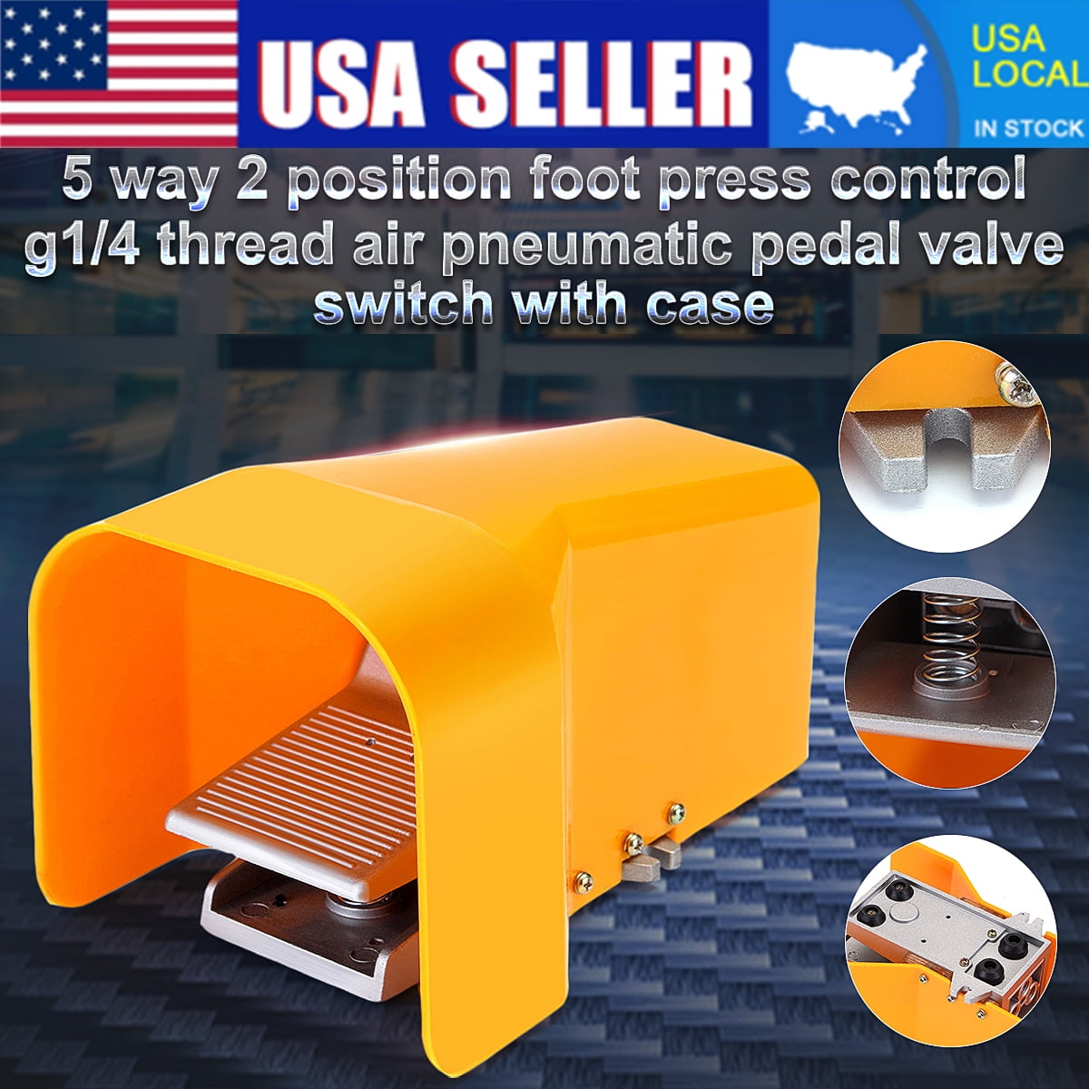 Eapmic Pneumatic Foot Pedal Valve 2 Position 5 Way G1/4 NPT Foot Pedal ...