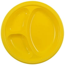 JAM Paper 3 Compartment Divided Plastic Plates, 20 per Pack, Yellow ...