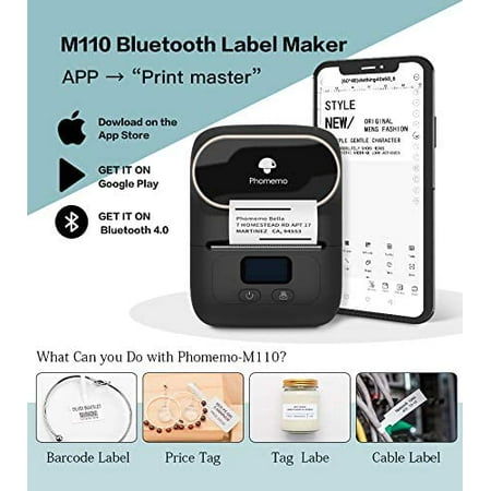 Label Printer - Portable Bluetooth Thermal Label Maker Printer, Black ...