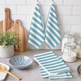 1 Pack Cyan and White Striped Kitchen Towels Gradient Geometric ...