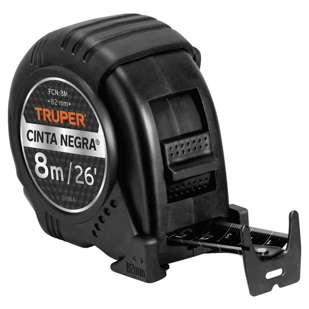 Flexómetro 8 Metros Cinta Negra Ancha Contra Impacto | Walmart en línea