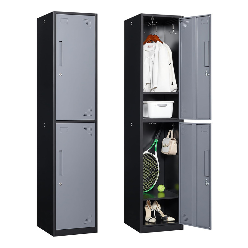 MIIIKO 71" Metal Locker Steel Storage Cabinet with 2 Doors for Office ...