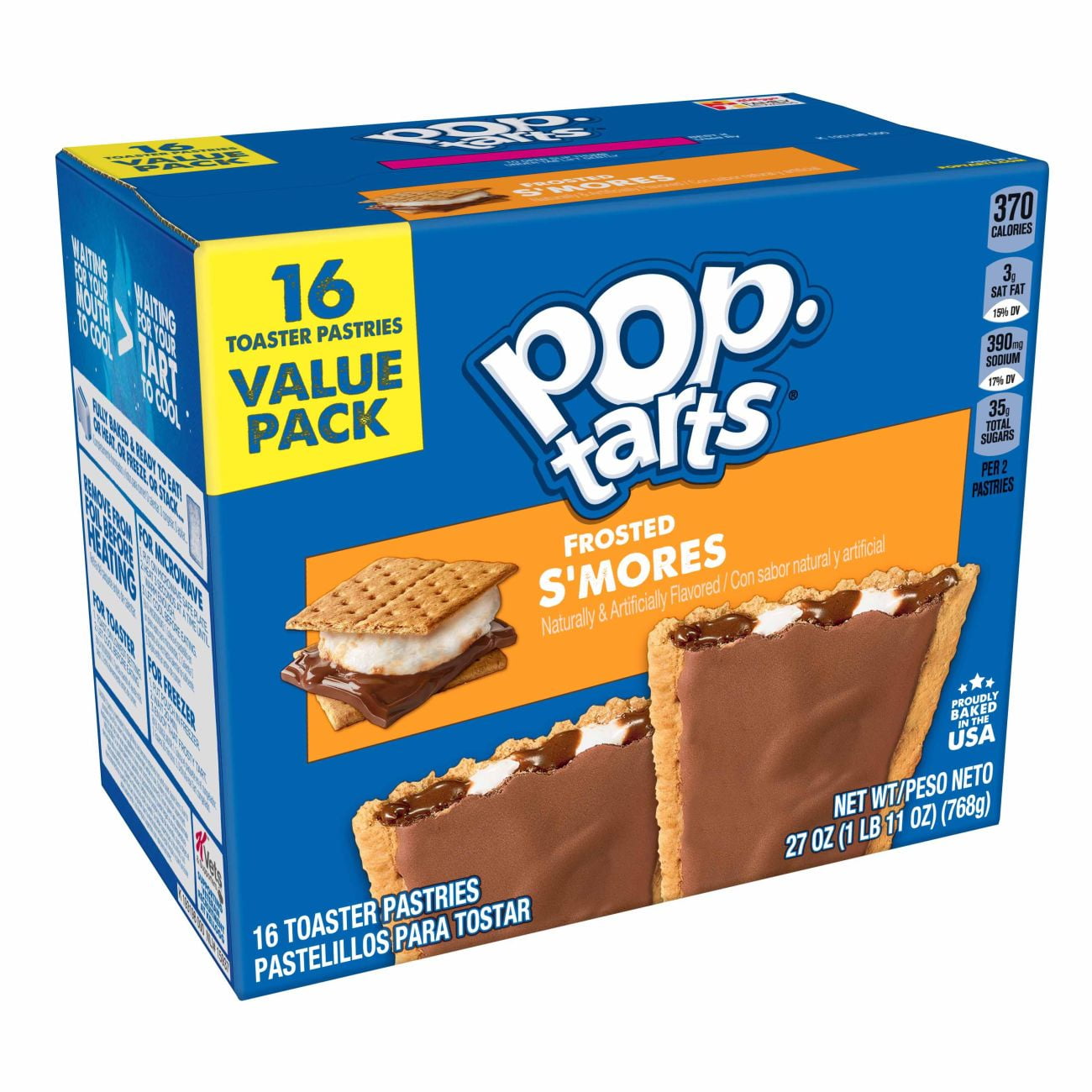 Pop-Tarts Breakfast Toaster Pastries, Frosted S'mores, 27 Oz, 16 ...