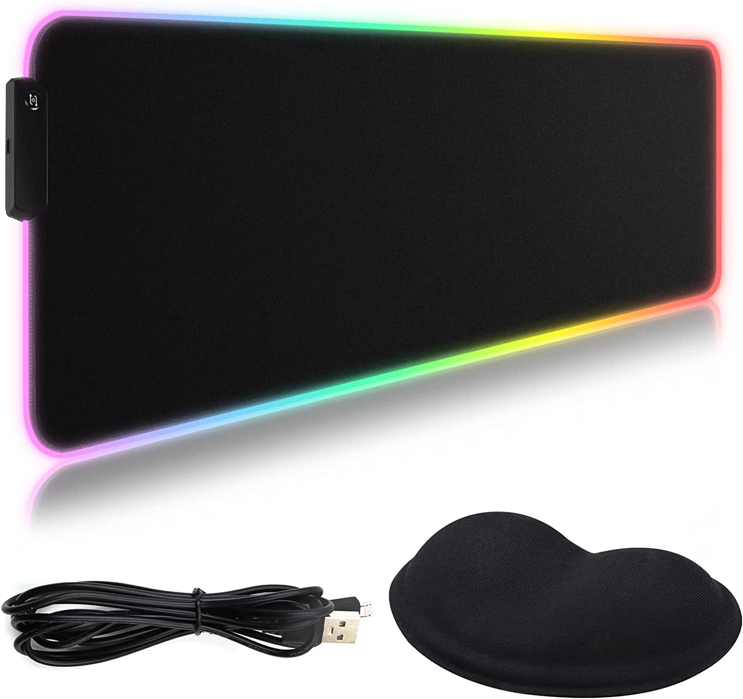 VEGCOO RGB Led Gaming Mouse Pad with Wrist Rest, Waterproof, Anti-Slip ...