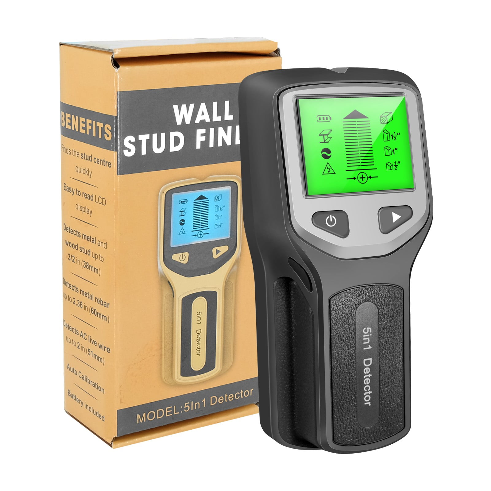 Gaiseeis 5-in-1 Pro-fessional Wall Stud Finder Metal Detector Wires ...